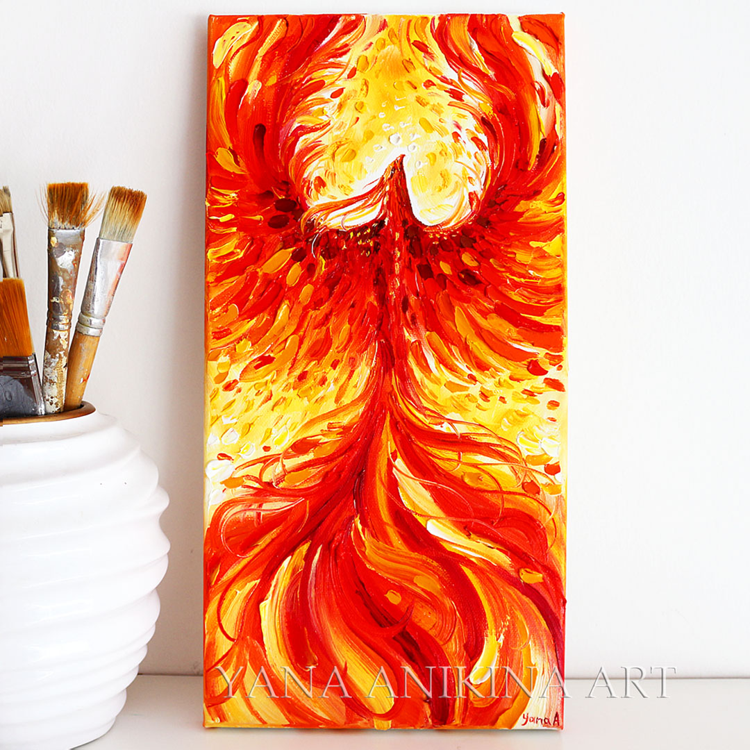 Phoenix Oil Painting Textured Phoenix Original Art Bird Phoe | Inspire ...