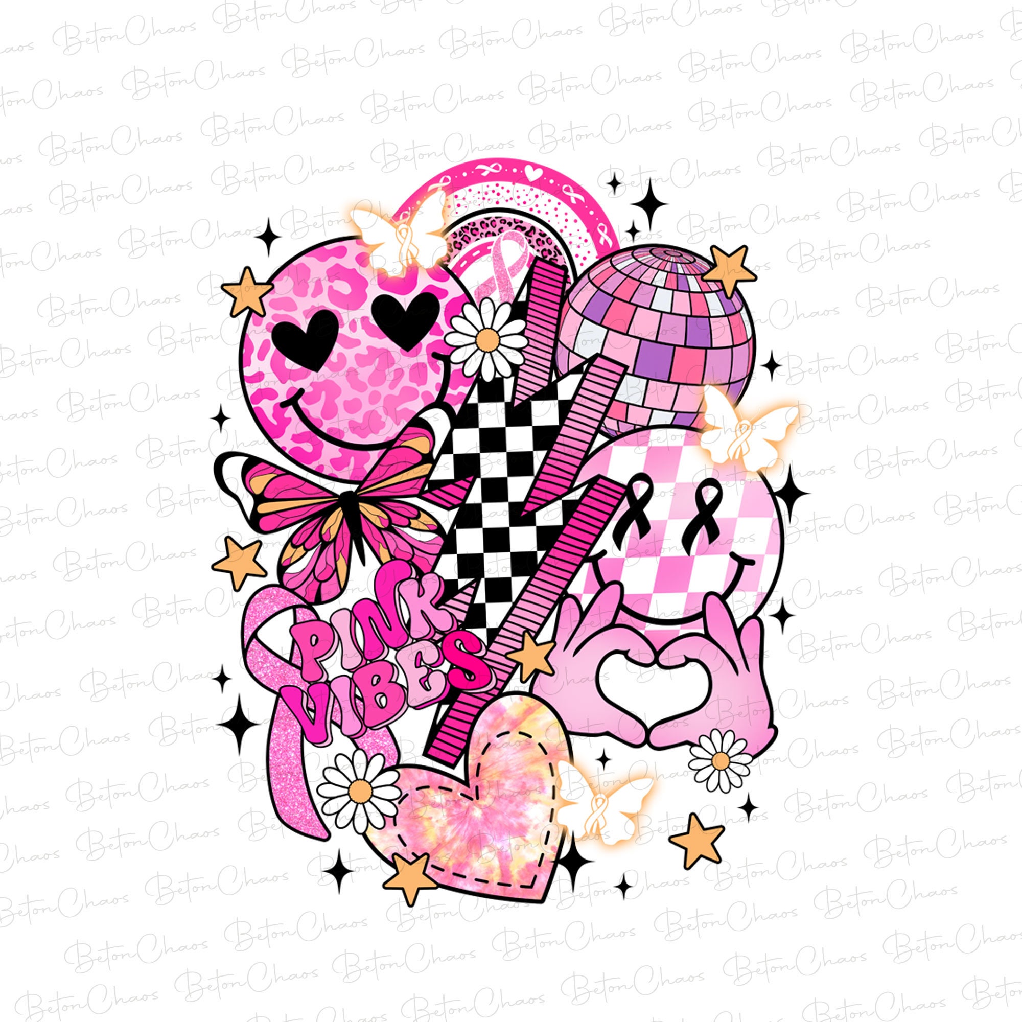 Breast Cancer Pink Vibes Png, Smiley Pink Png, Rainbow Pink | Inspire ...