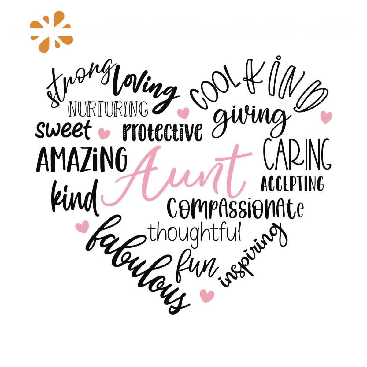 Aunt Heart Full Word Svg, Family Svg, Aunt Svg, Auntie Svg - Inspire Uplift