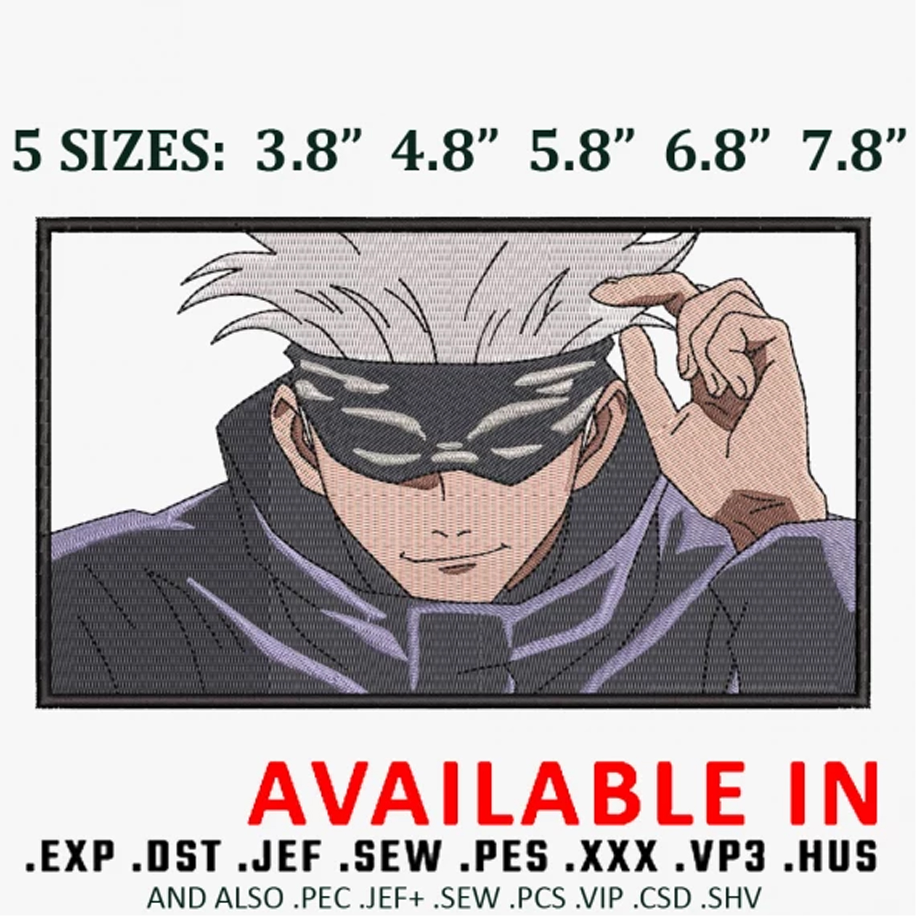 Gojo satoru Embroidery Design, Jujutsu kaisen Embroidery, An | Inspire ...