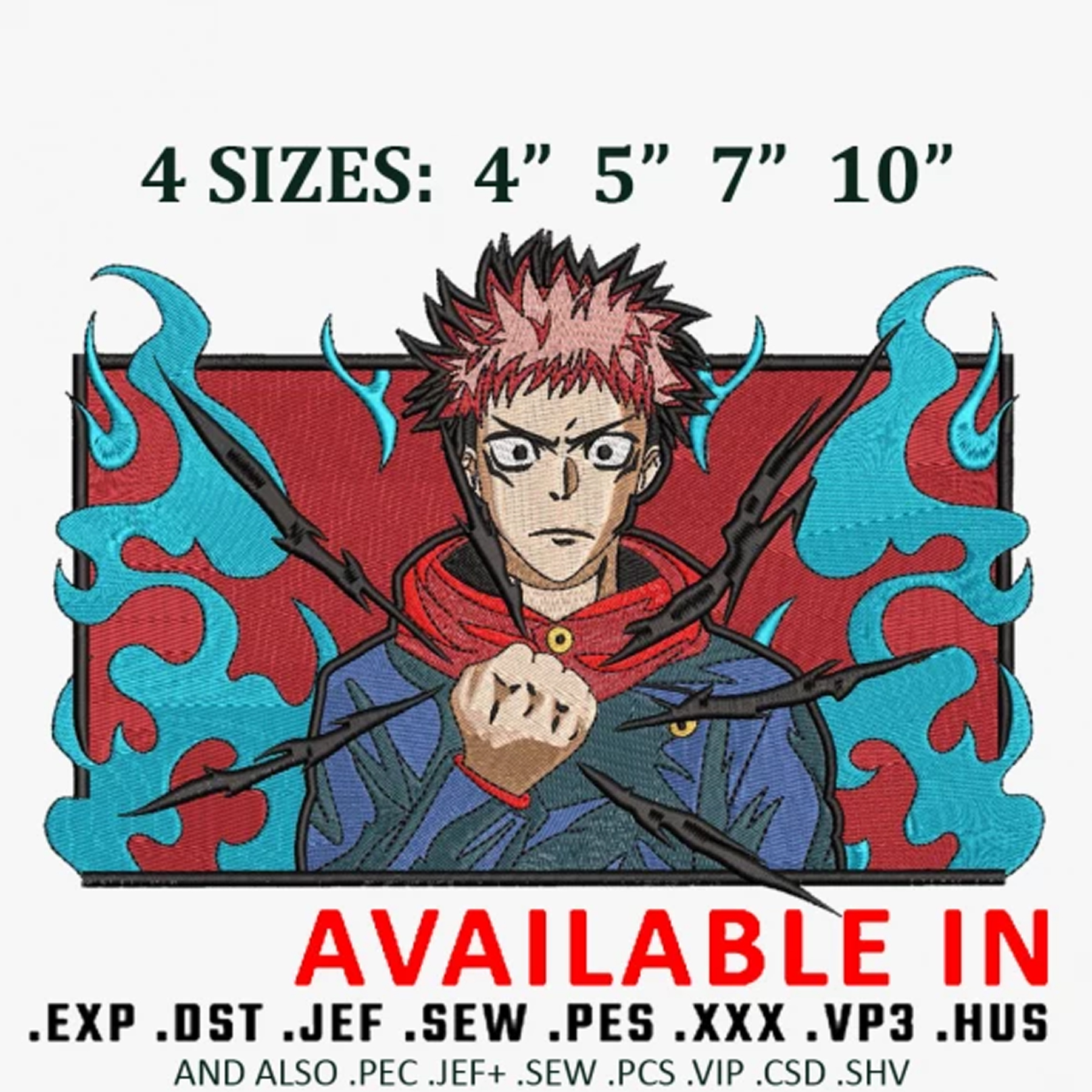 Itadori yuji Embroidery Design, Jujutsu kaisen Embroidery,An | Inspire ...
