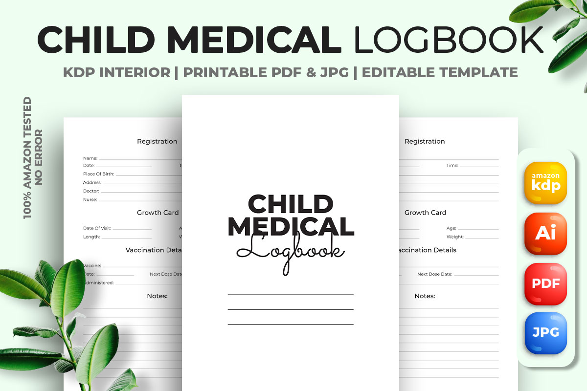 Child Medical Logbook KDP Interior | Inspire Uplift