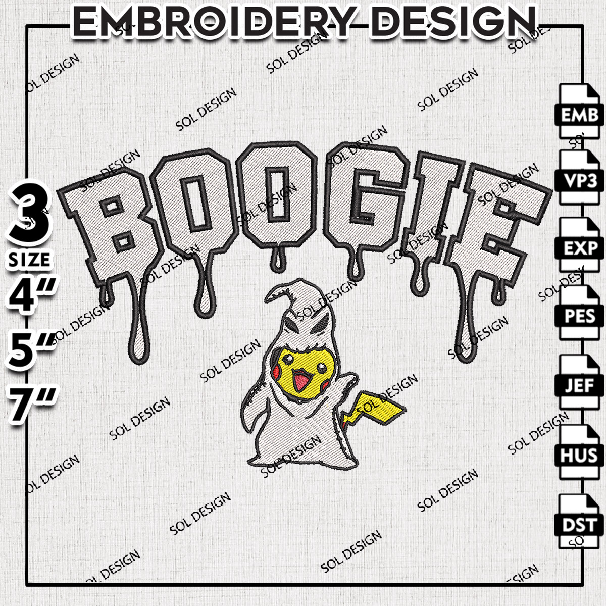 Pikachu Oogie Boogie Drop Name Embroidery Designs, Halloween | Inspire ...