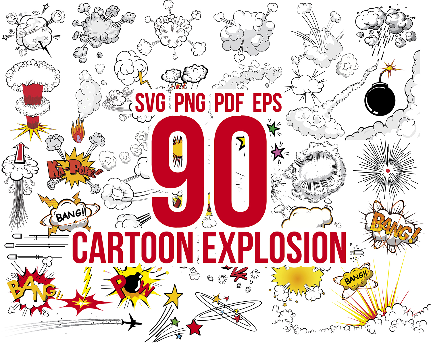 Explosion SVG Bundle, Cartoon Explosion svg, Explode SVG, Ca - Inspire ...