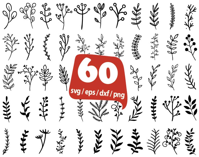 Leaves SVG Bundle, Hand Drawn Leaves SVG, Plant Svg, Paper L - Inspire ...