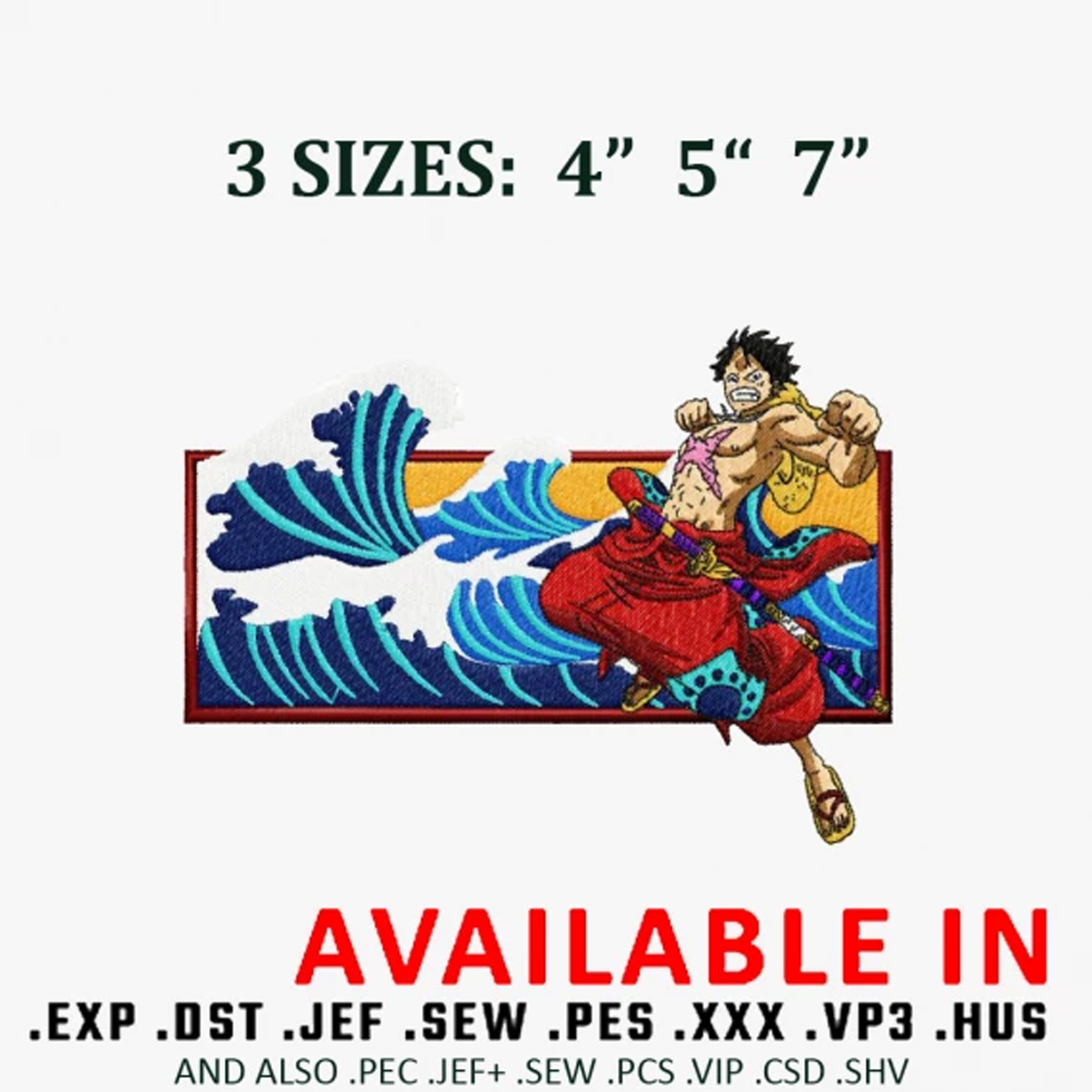 Luffy wano Embroidery Design, One piece Embroidery, Anime de | Inspire ...