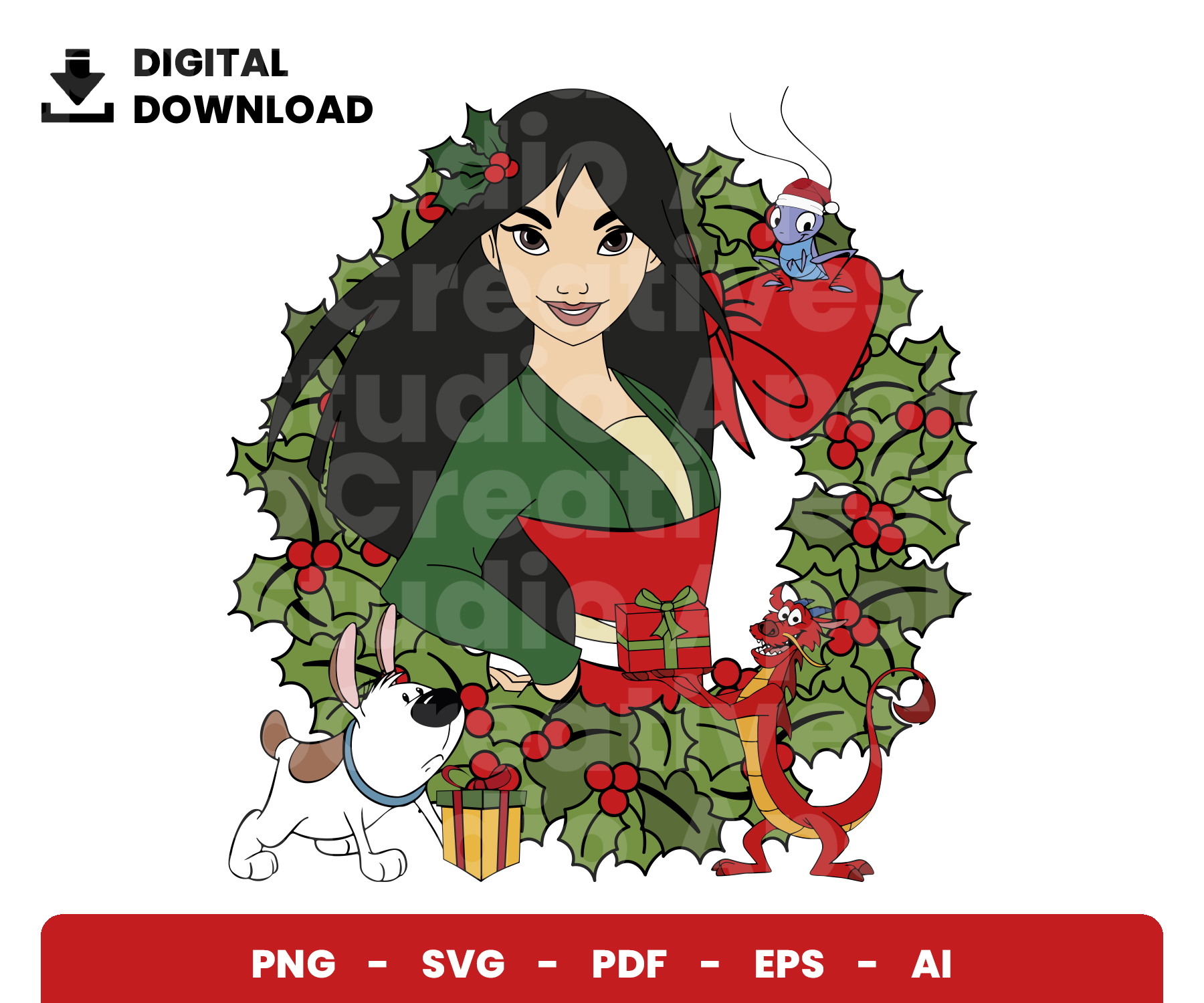 Bundle Layered Svg, Christmas Wreath Mulan Svg, Christmas Sv | Inspire ...