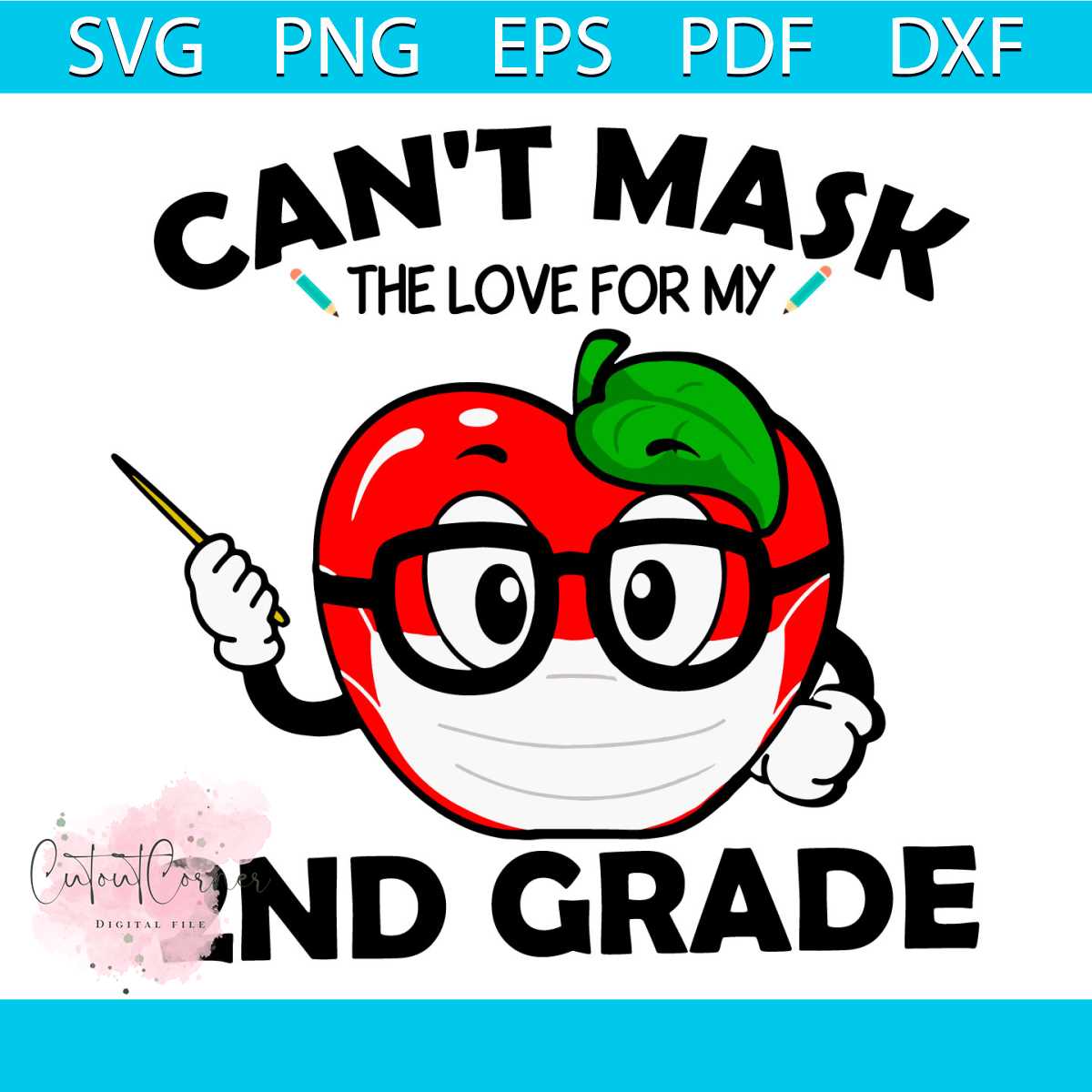 Mask For Apple Cute 2nd Grade Svg, Back To School Svg, Mask - Inspire ...