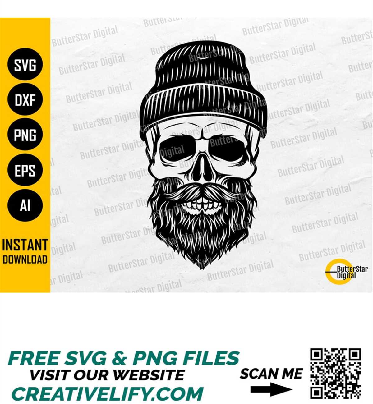 Lumberjack Skull SVG | Logger SVG | Bearded Skull With Beani - Inspire ...