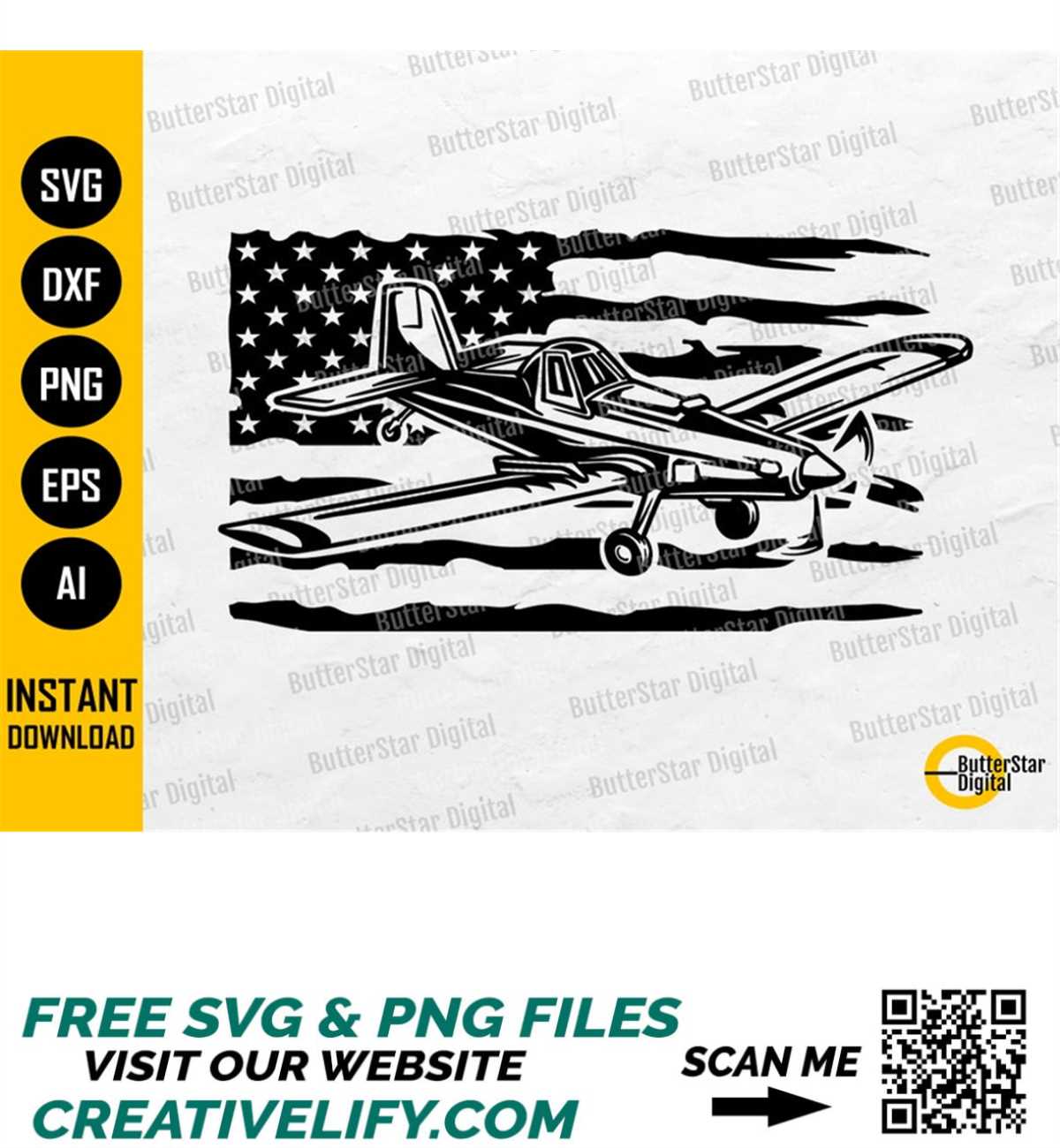 US Crop Duster SVG | USA Single Prop Airplane Svg | Farm Dec - Inspire ...