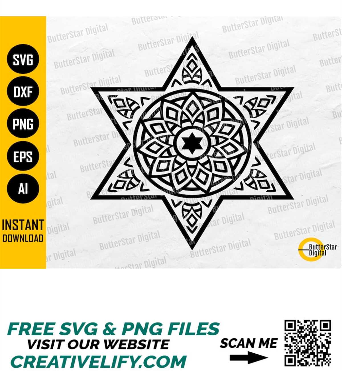 Star Of David SVG | Mandala SVG | Zentangle SVG | Jewish Svg | Inspire ...