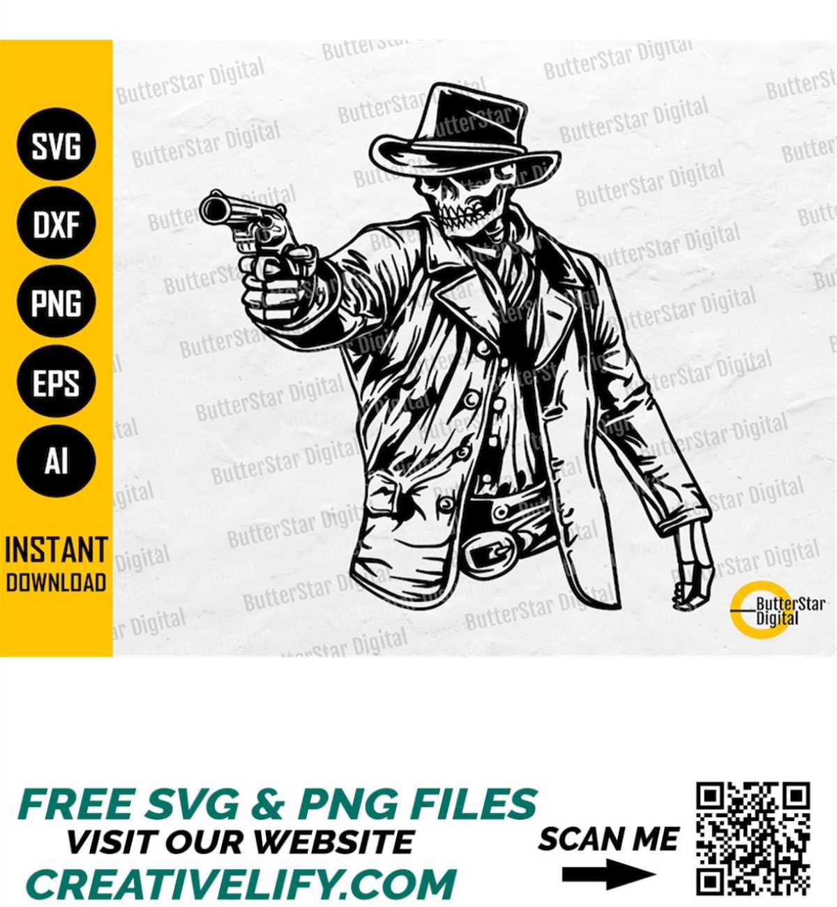 Skeleton Cowboy SVG | Outlaw SVG | Bandit SVG | Wild West Sh - Inspire ...