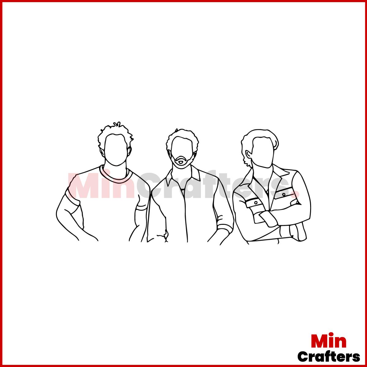 Jonas Brothers Band SVG Outline Drawing Jonas Brothers SVG | Inspire Uplift