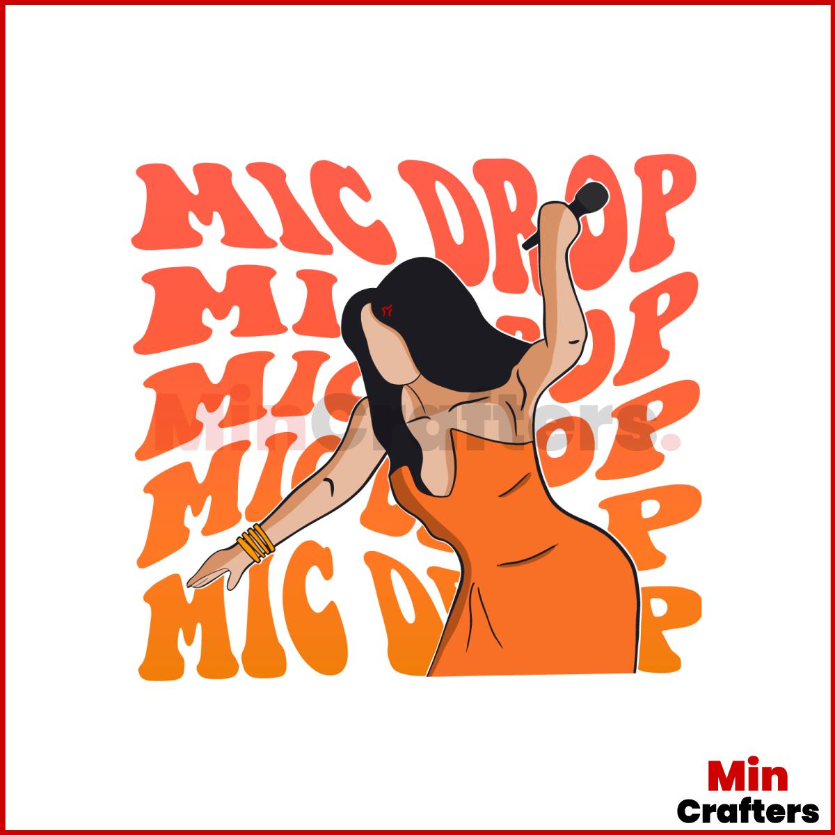 Mic Drop Cardi B Throw Microphone SVG Graphic Design File | Inspire Uplift