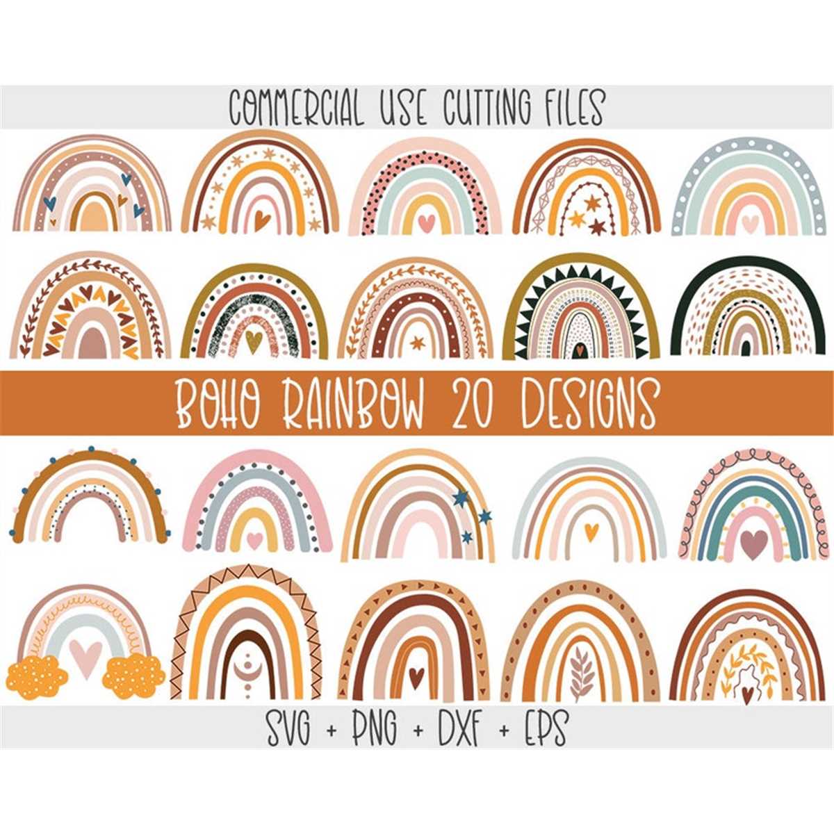 Boho Rainbow SVG Bundle, Pastel rainbow SVG, Boho rainbow cl | Inspire ...