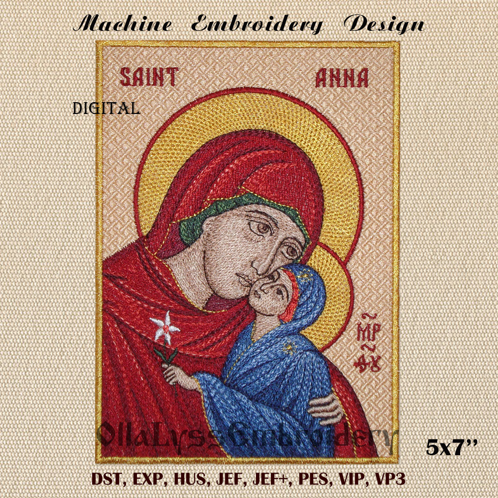 Icon of Saint Anna machine embroidery design | Inspire Uplift