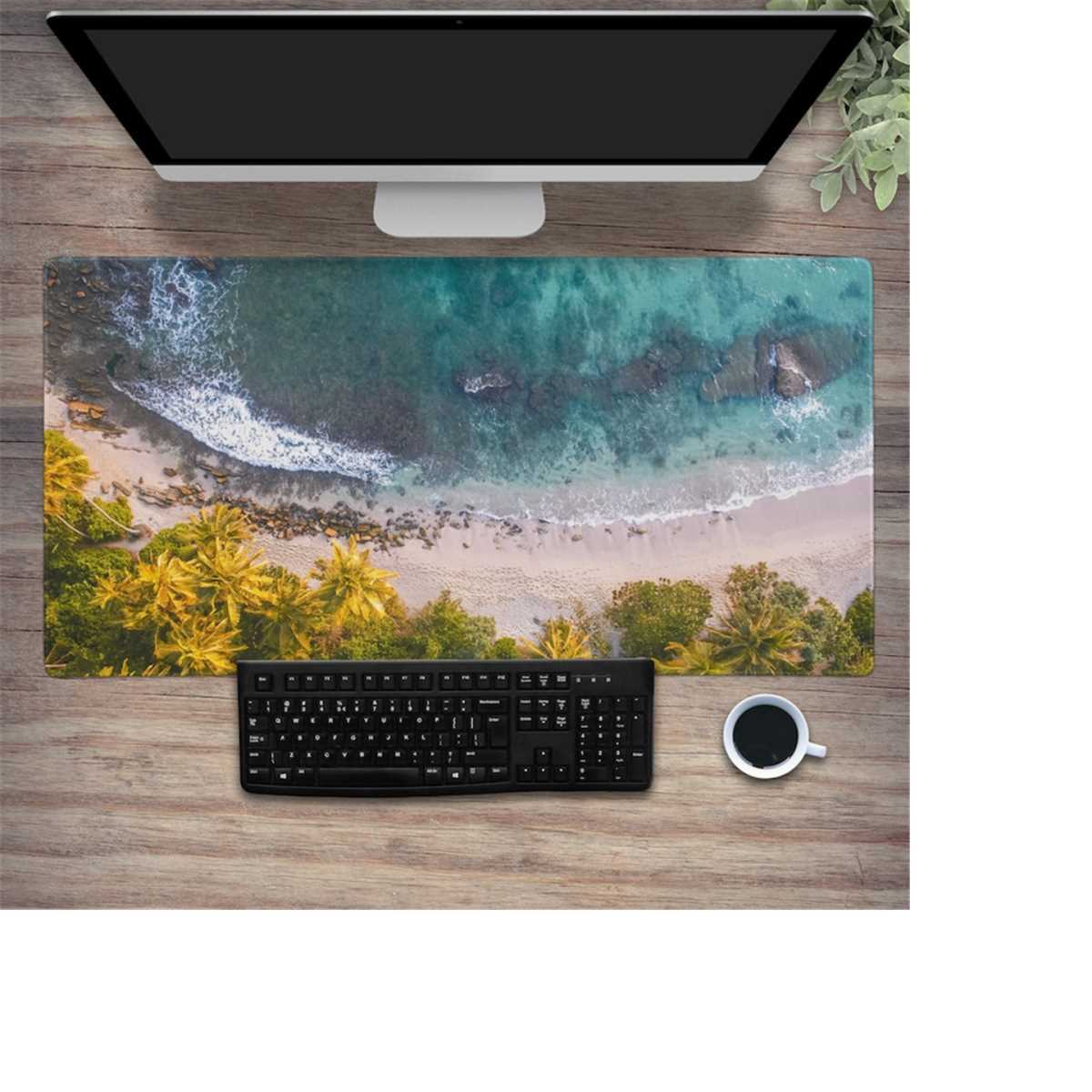 Beach Waves Gaming Mousepad, Tropical Desk Mat Sea Surf, XXL | Inspire ...