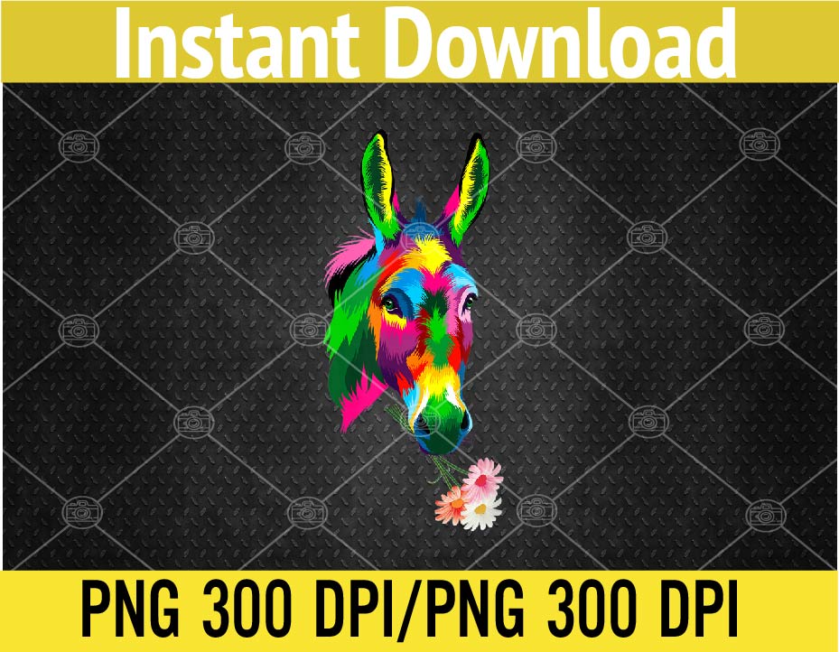 Colored Donkey colorful flower Donkey Lovers PNG Digital Dow - Inspire ...