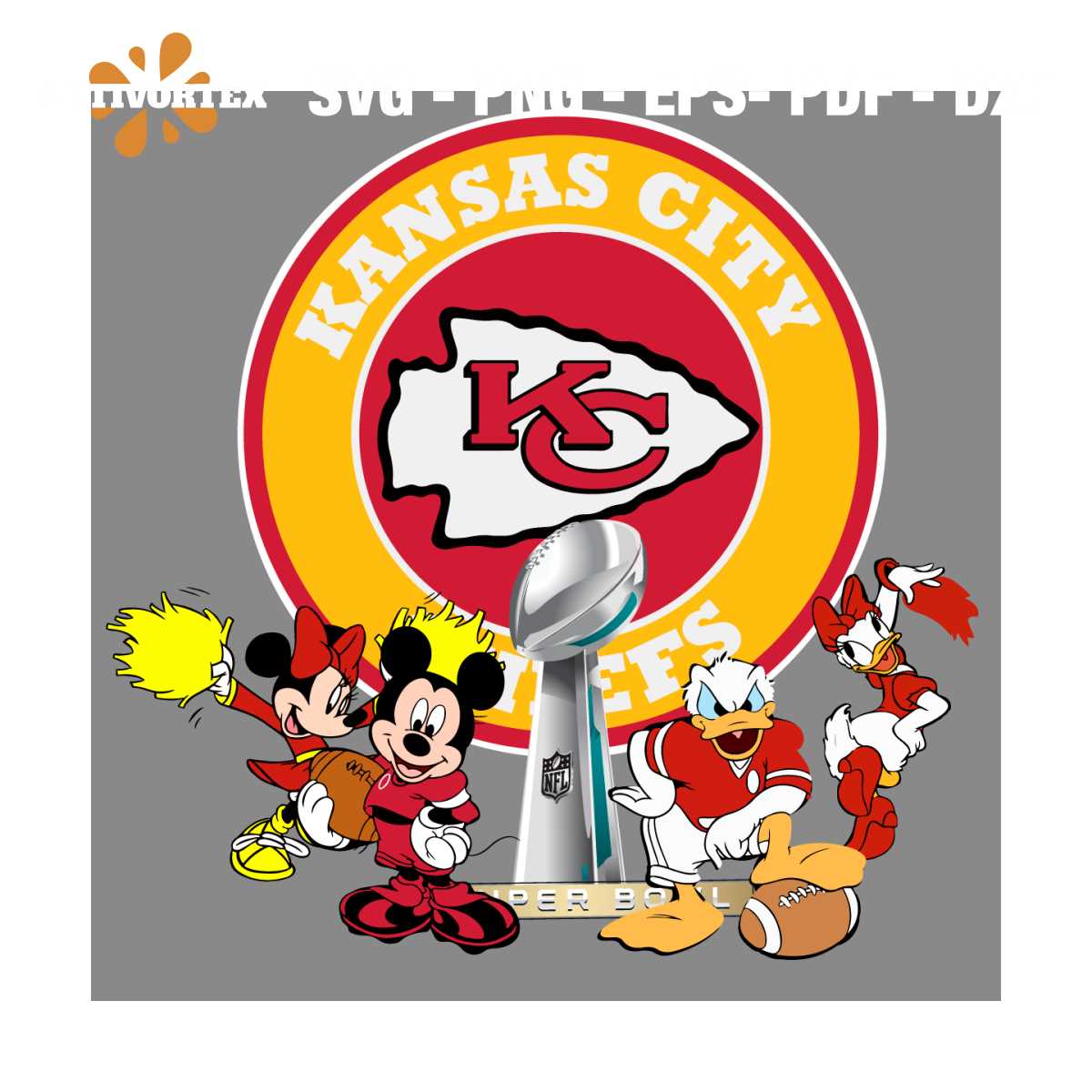 Mickey Donald Minnie Daisy Kansas City Chiefs Svg, Sport Svg | Inspire ...