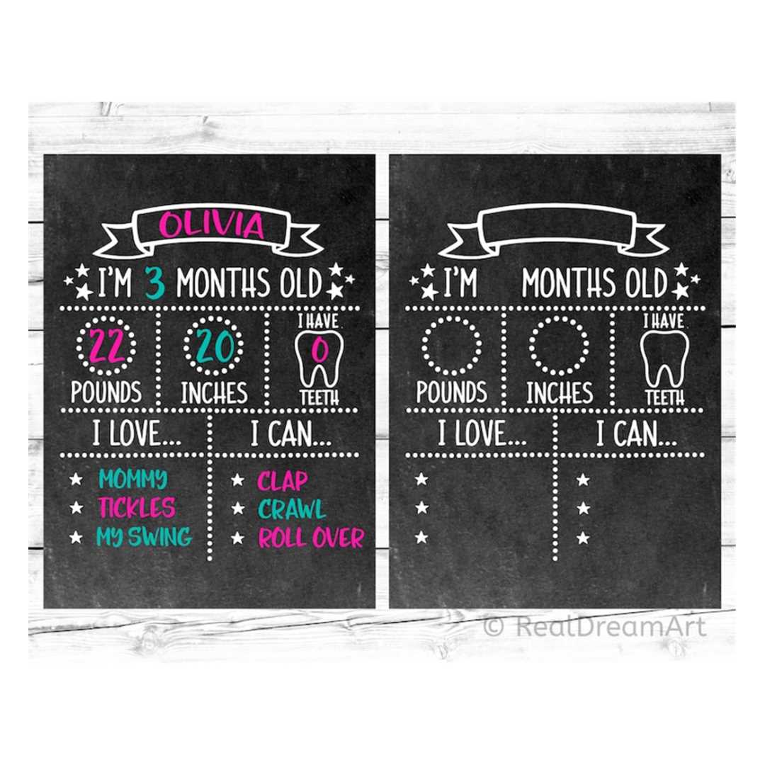 Baby Milestones Chalkboard Svg, Milestone Board Svg, Baby Mo | Inspire ...