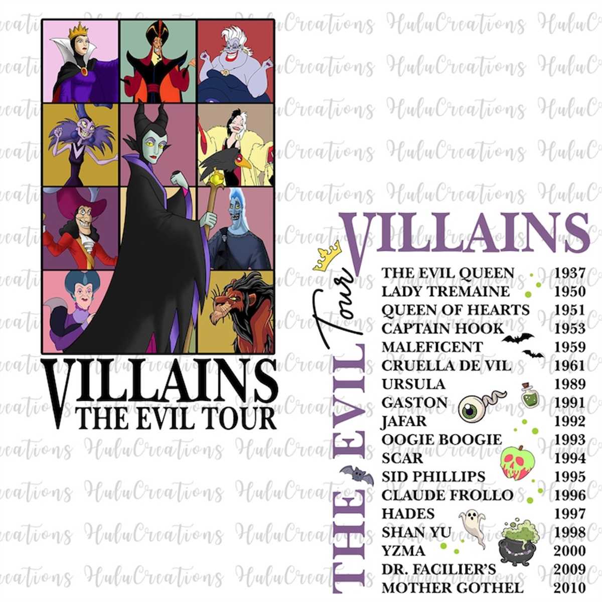 Two-sided Vintage Villains Evil Tour Png, Retro Villains Cha | Inspire ...