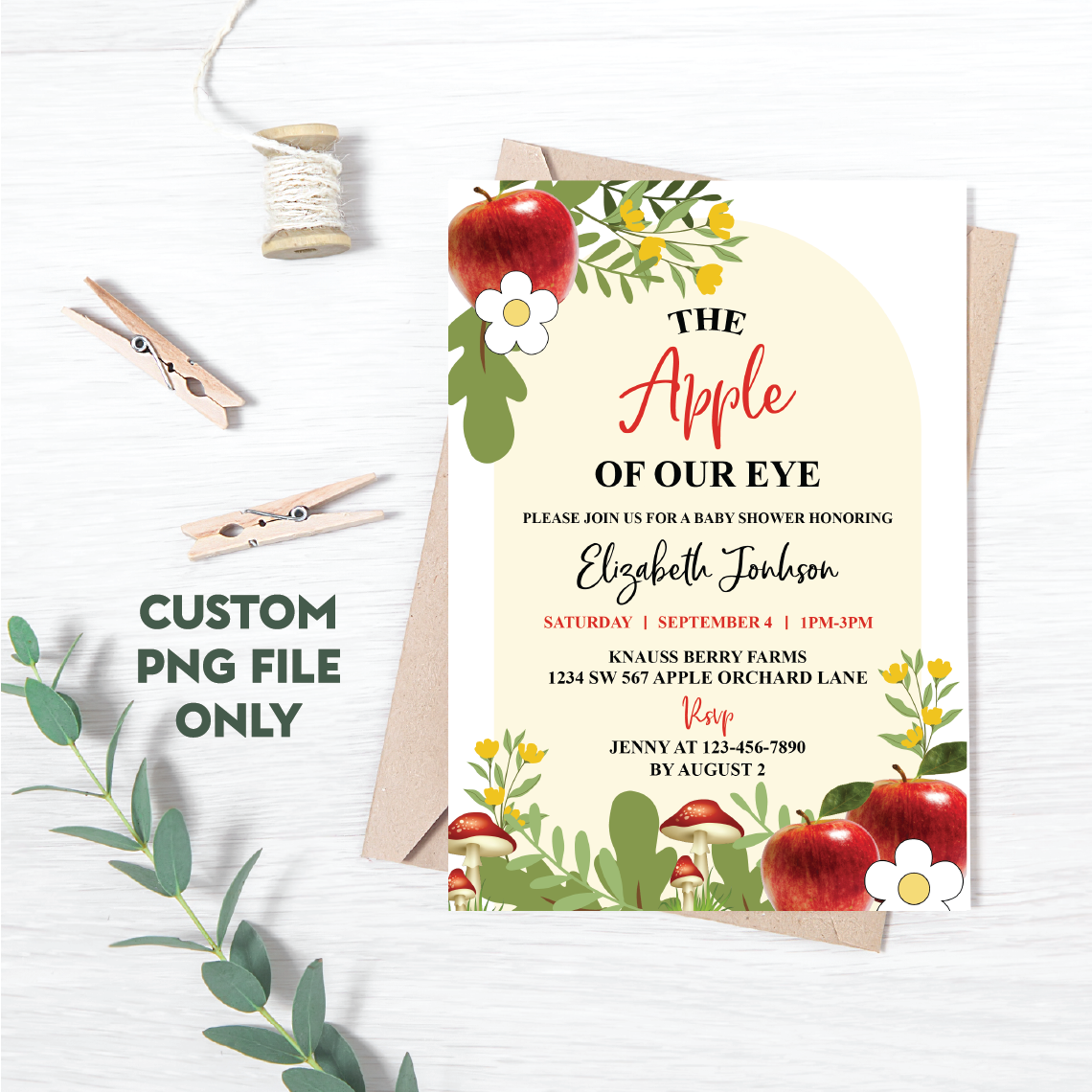 Personalized File Apple Of My Eye Baby Shower Invitation, Ap | Inspire ...
