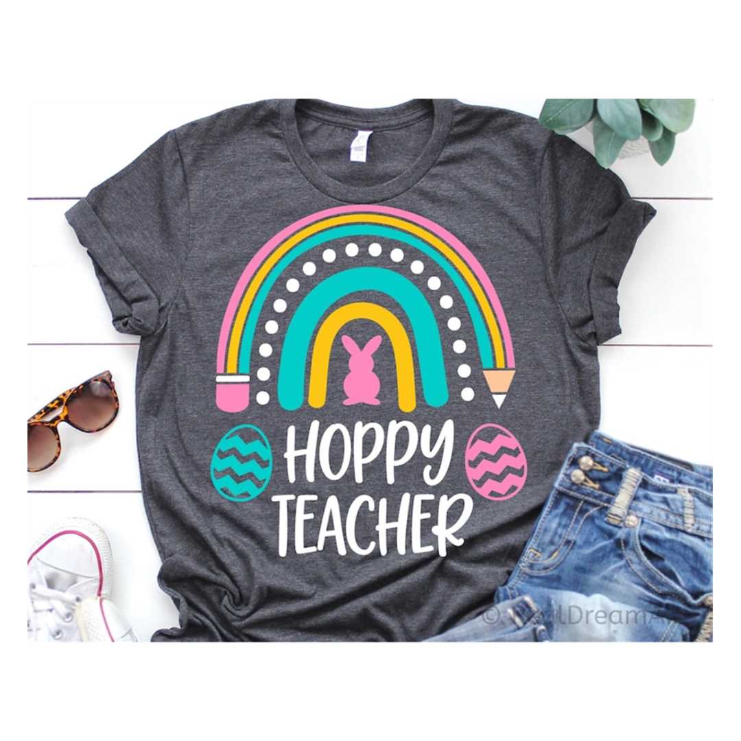 Hoppy Teacher Svg, Teacher Easter Svg, Easter Rainbow, Easte | Inspire ...