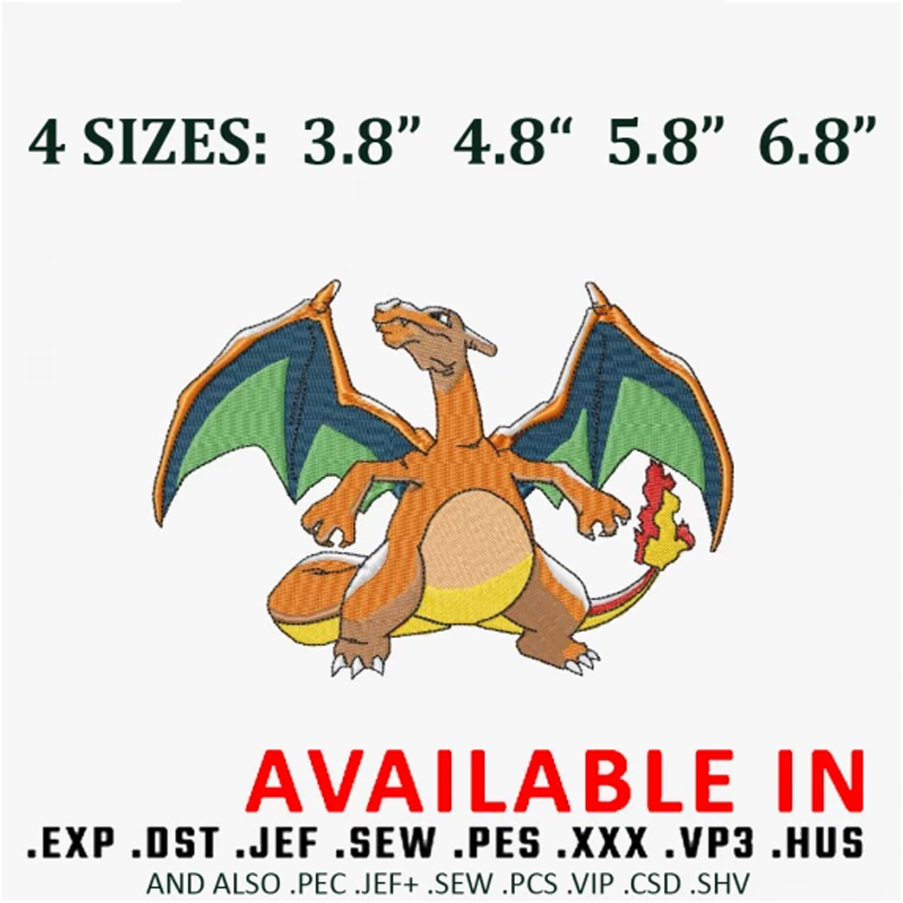 Charizard embroidery design, Pokemon Embroidery, Anime desig | Inspire ...