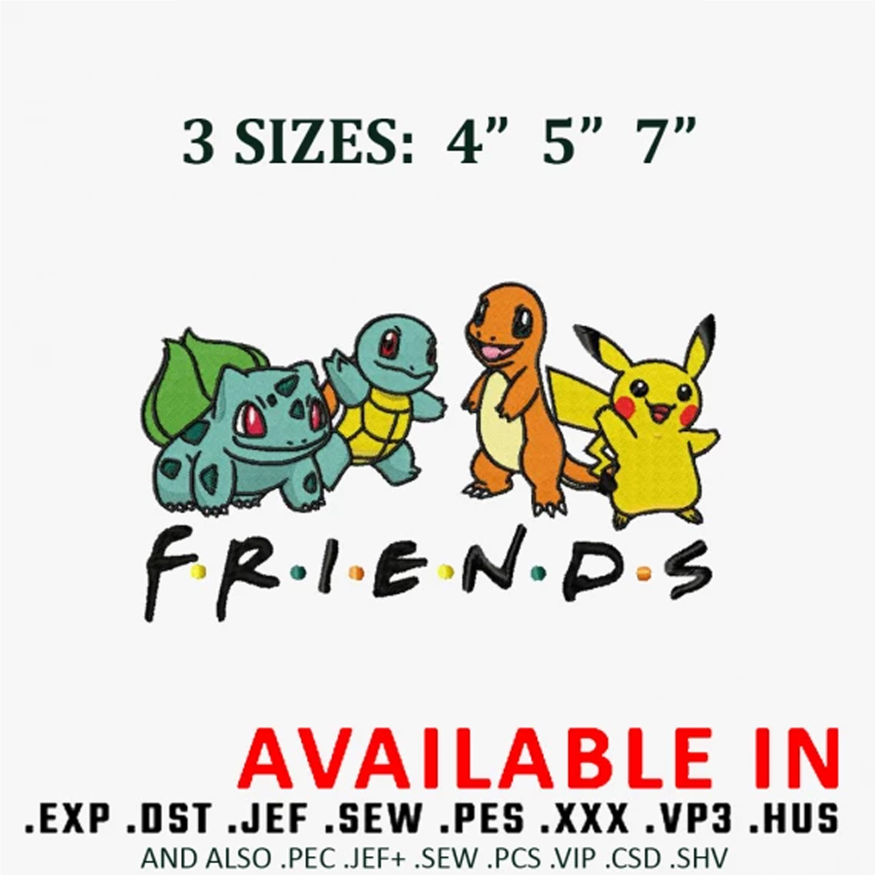 Pokemon friends embroidery design, Pokemon Embroidery, Anime | Inspire ...