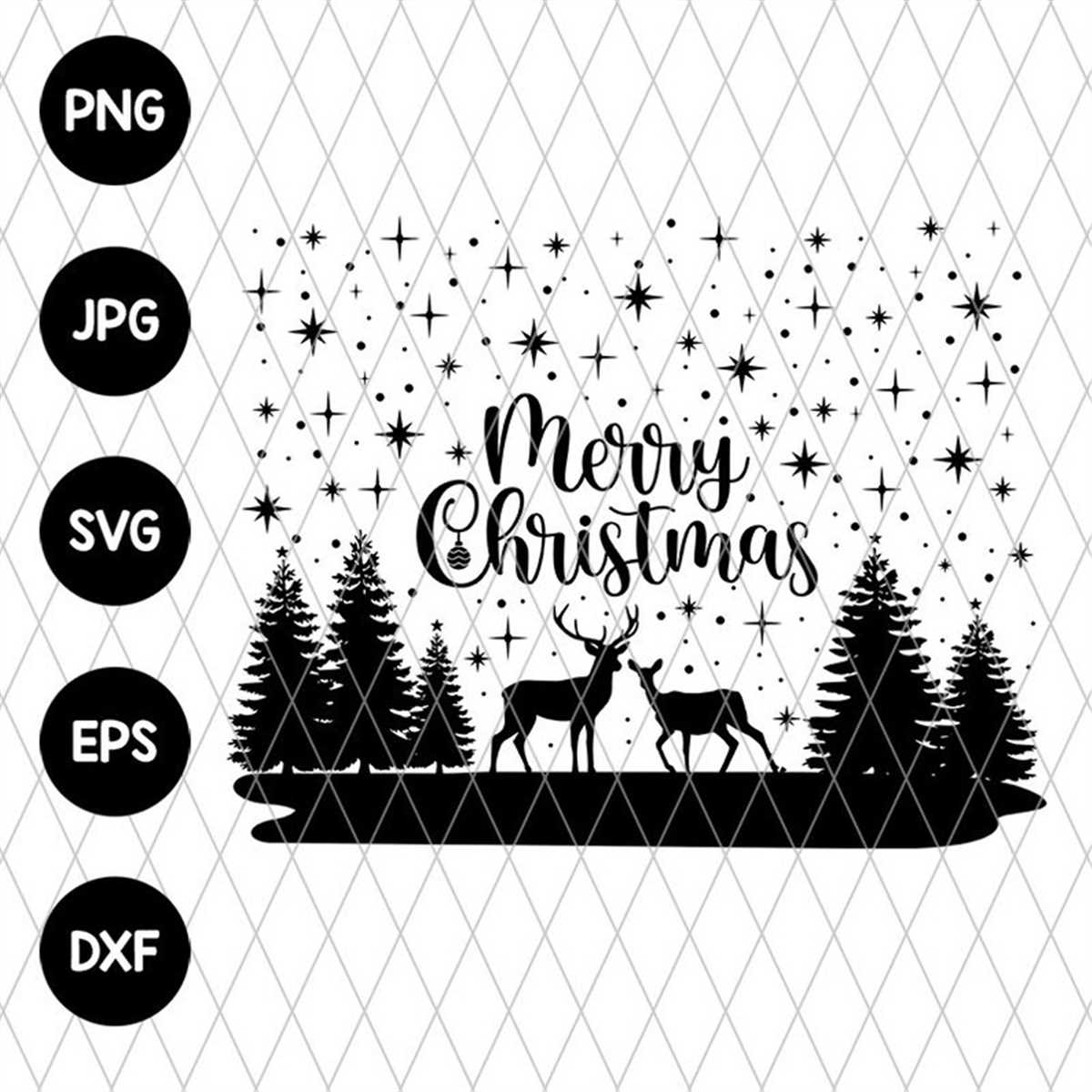 Merry Christmas Deer Scene Svg file, Svg Files For Cricut, | Inspire Uplift