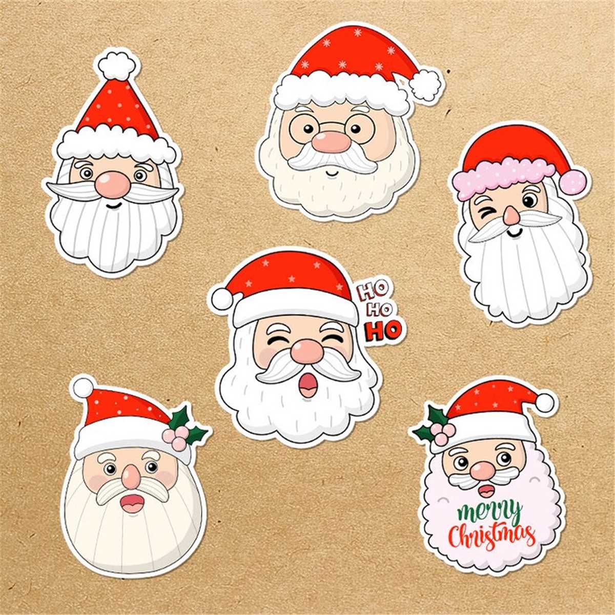 Santa Claus Faces Sticker Bundle, Sticker PNG Bundle, Printa | Inspire ...
