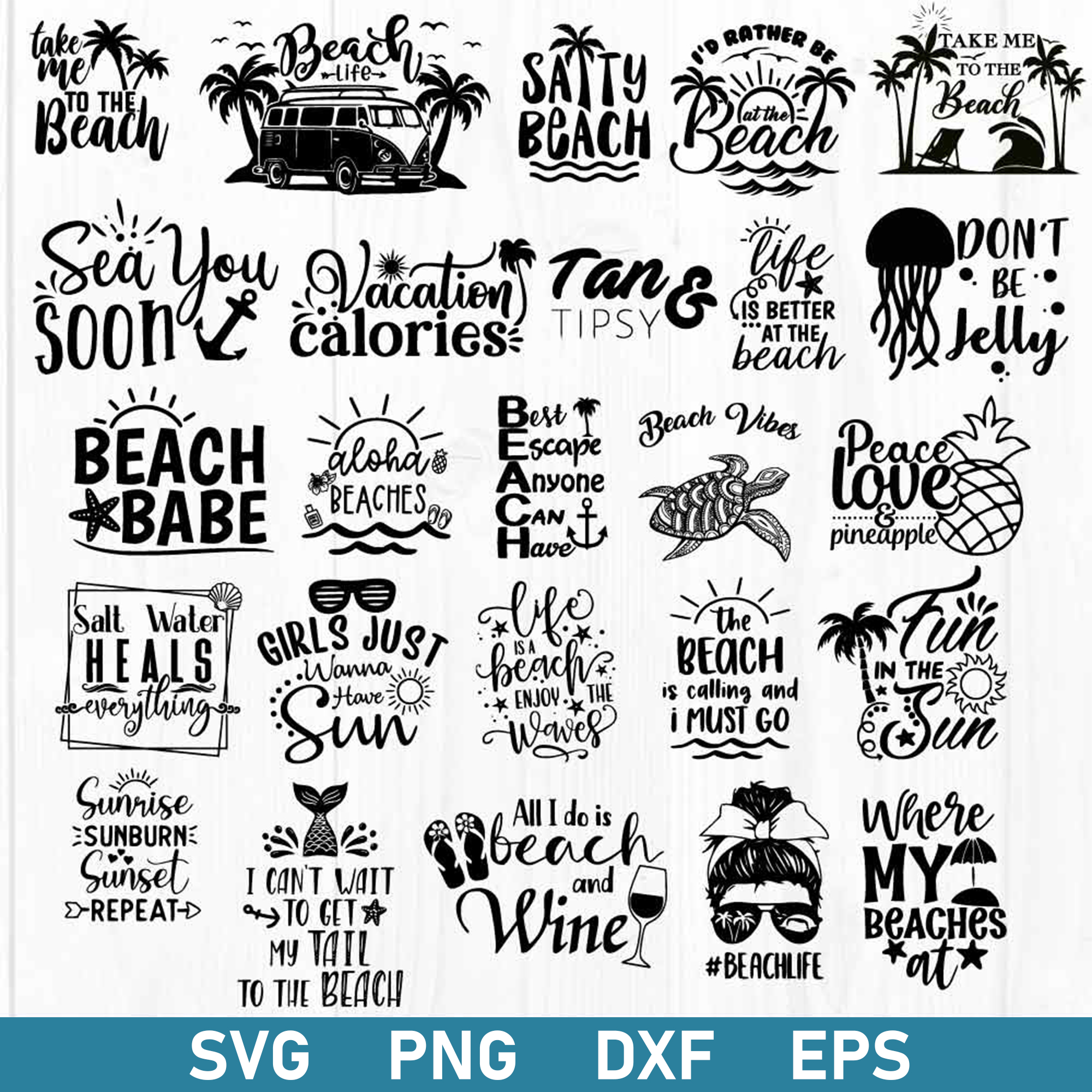Beach Funny Quotes Bundle Svg, Beach Svg, Summer Svg, Beach | Inspire ...