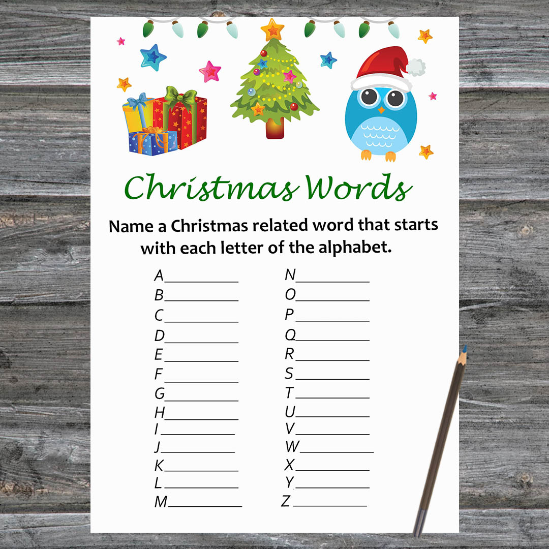 Christmas party games,Christmas Word A-Z Game Printable,Chri | Inspire ...