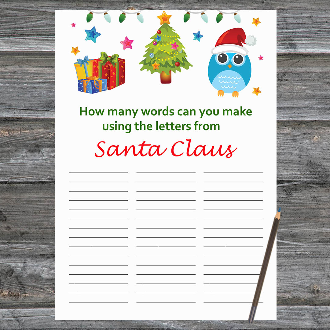 Christmas party games,How Many Words Can You Make From Santa - Inspire ...