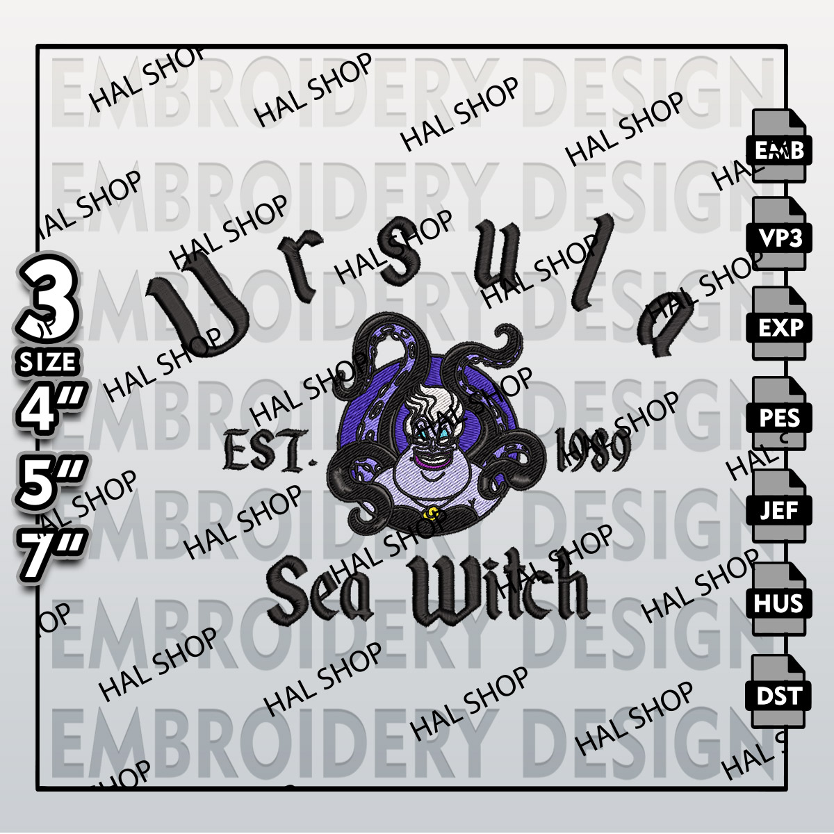 Ariel Machine Embroidery Pattern, Ursula Sea Witch Est Hallo | Inspire ...