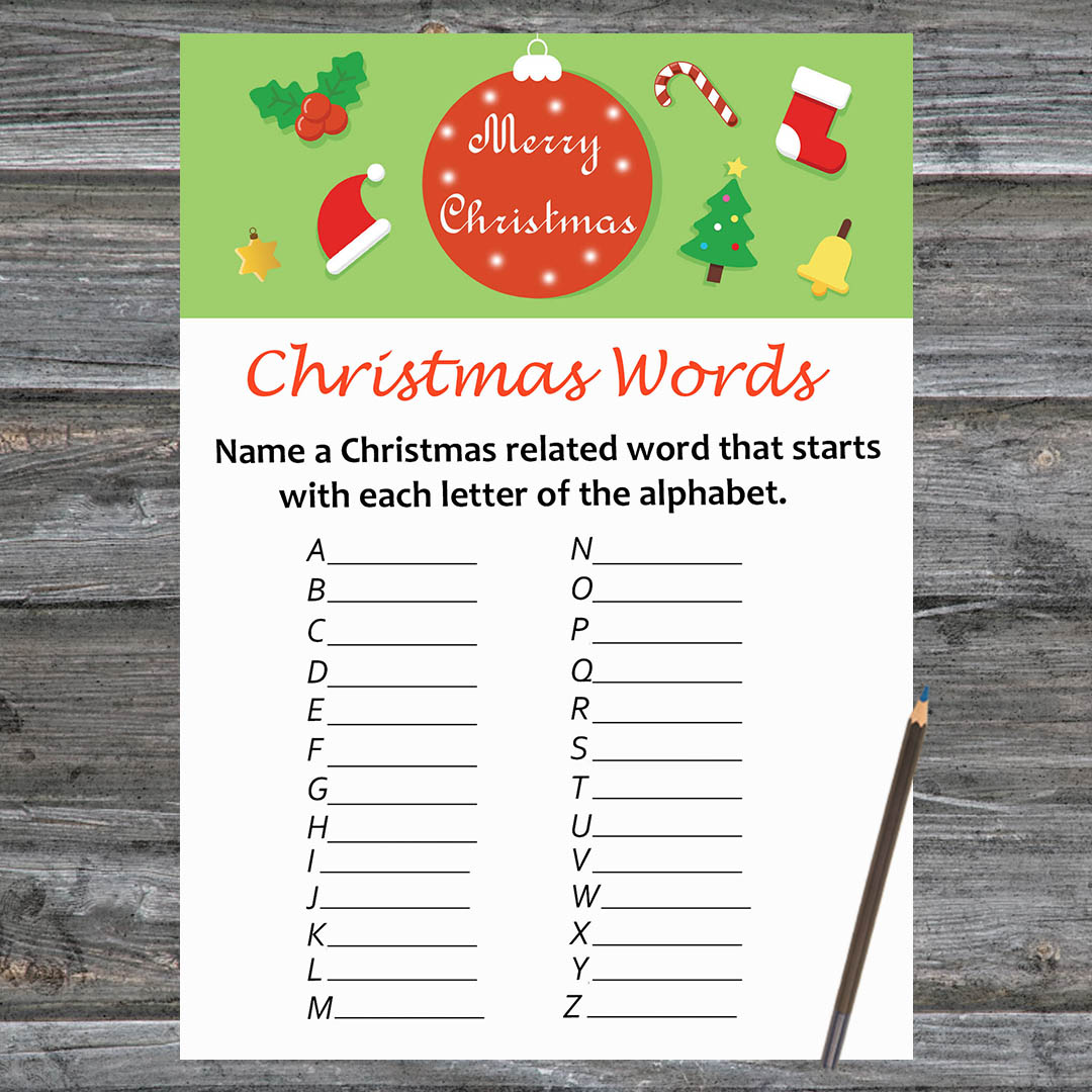 Christmas party games,Christmas Word A-Z Game Printable,Merr - Inspire ...