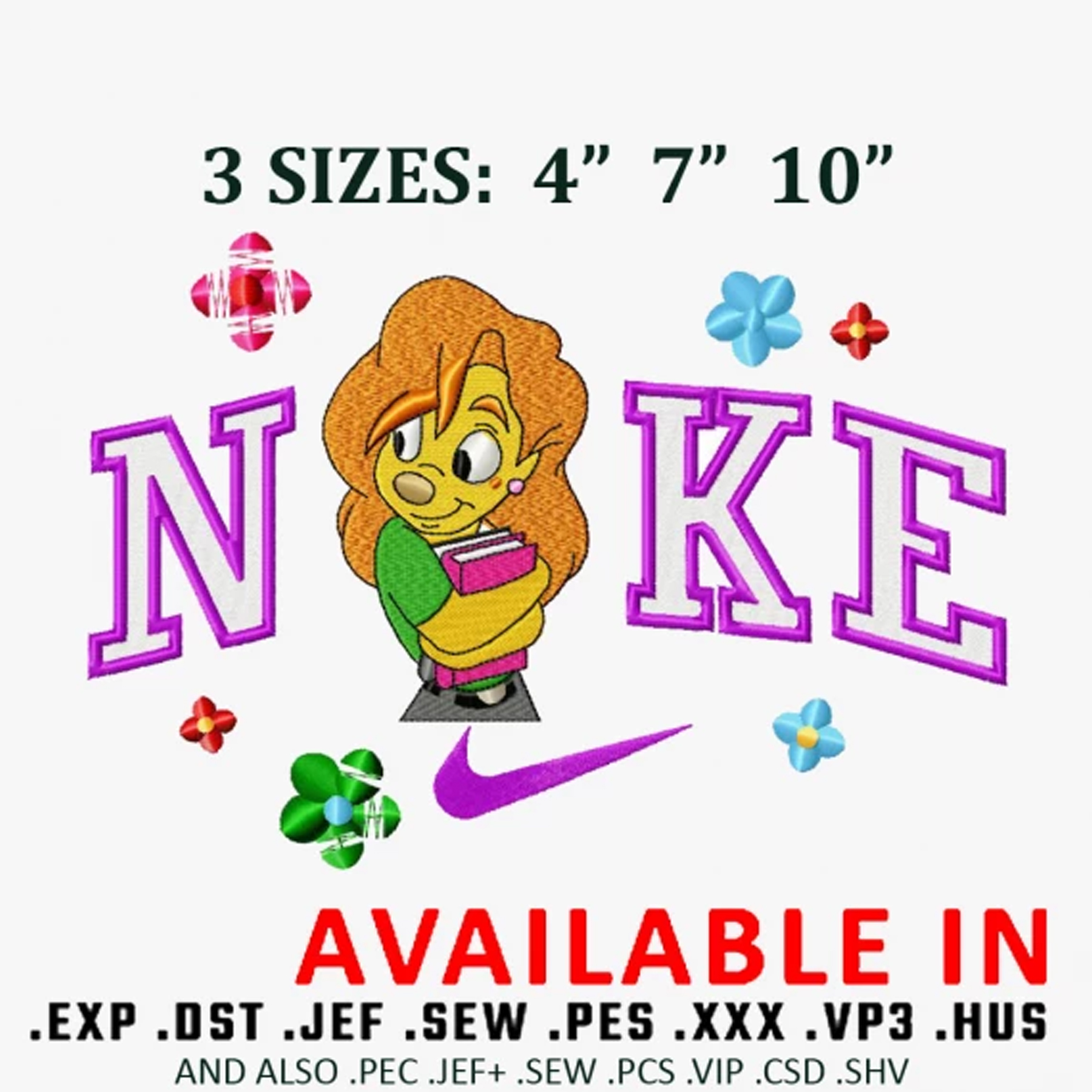 Girl flower nike embroidery design, Nike design, Embroidered | Inspire ...