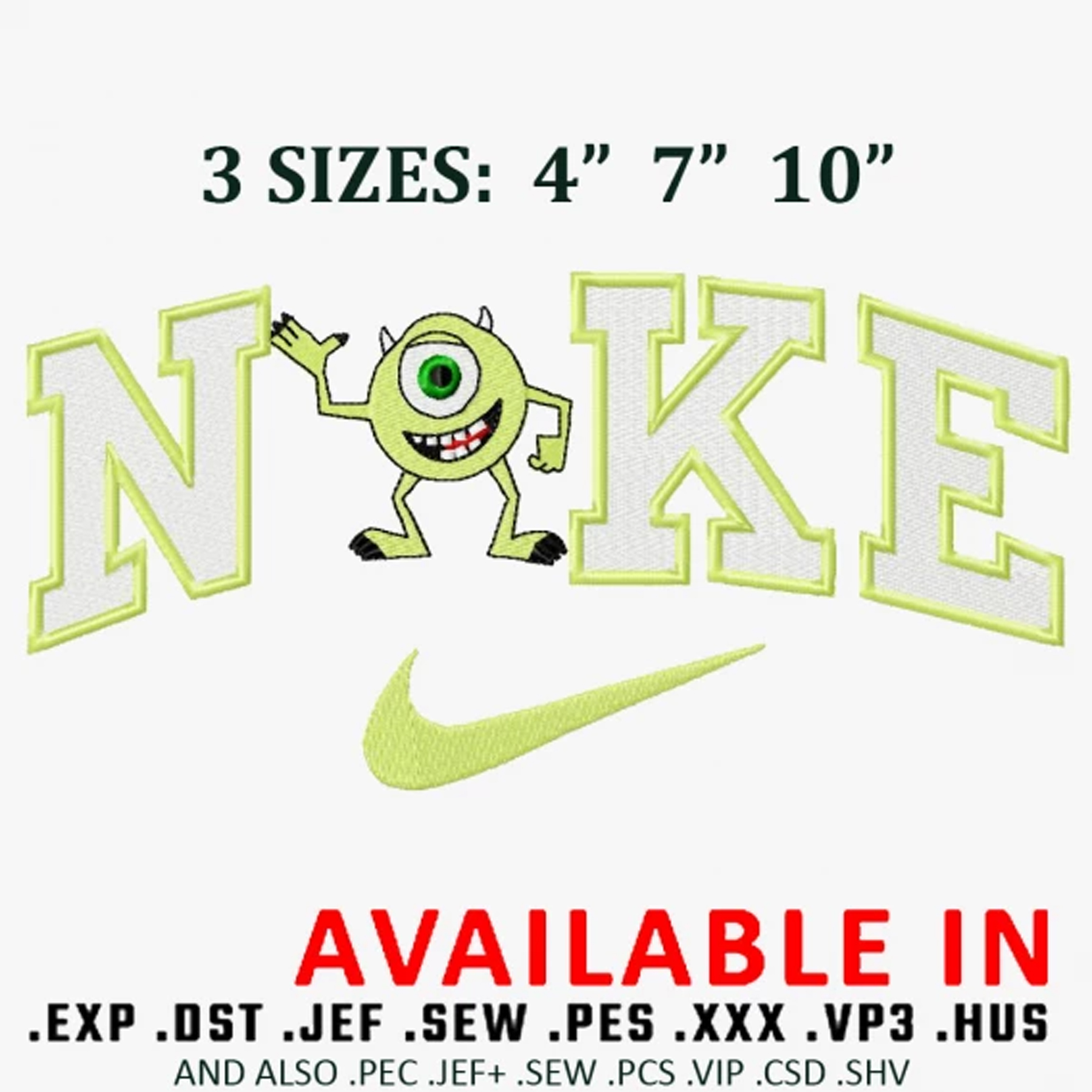 Monster mike embroidery design, Nike design, Embroidered shi | Inspire ...