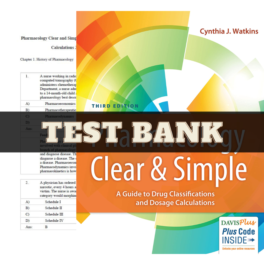 Test Bank for Pharmacology Clear and Simple A Guide to Drug | Inspire ...