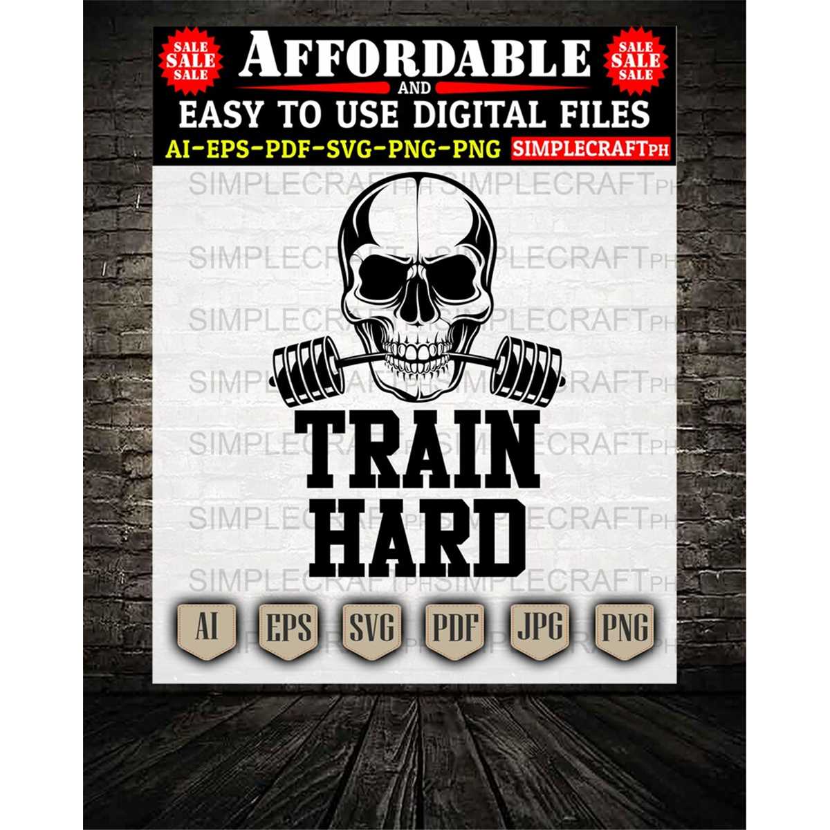 Train Hard Skull svg svg || Skull Fitness svg || Weightlift | Inspire ...