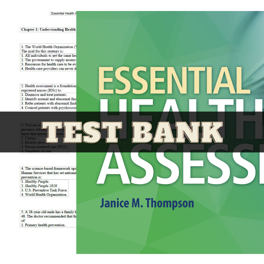 Test Bank for Essential Health Assessment, 1st edition Thomp | Inspire ...