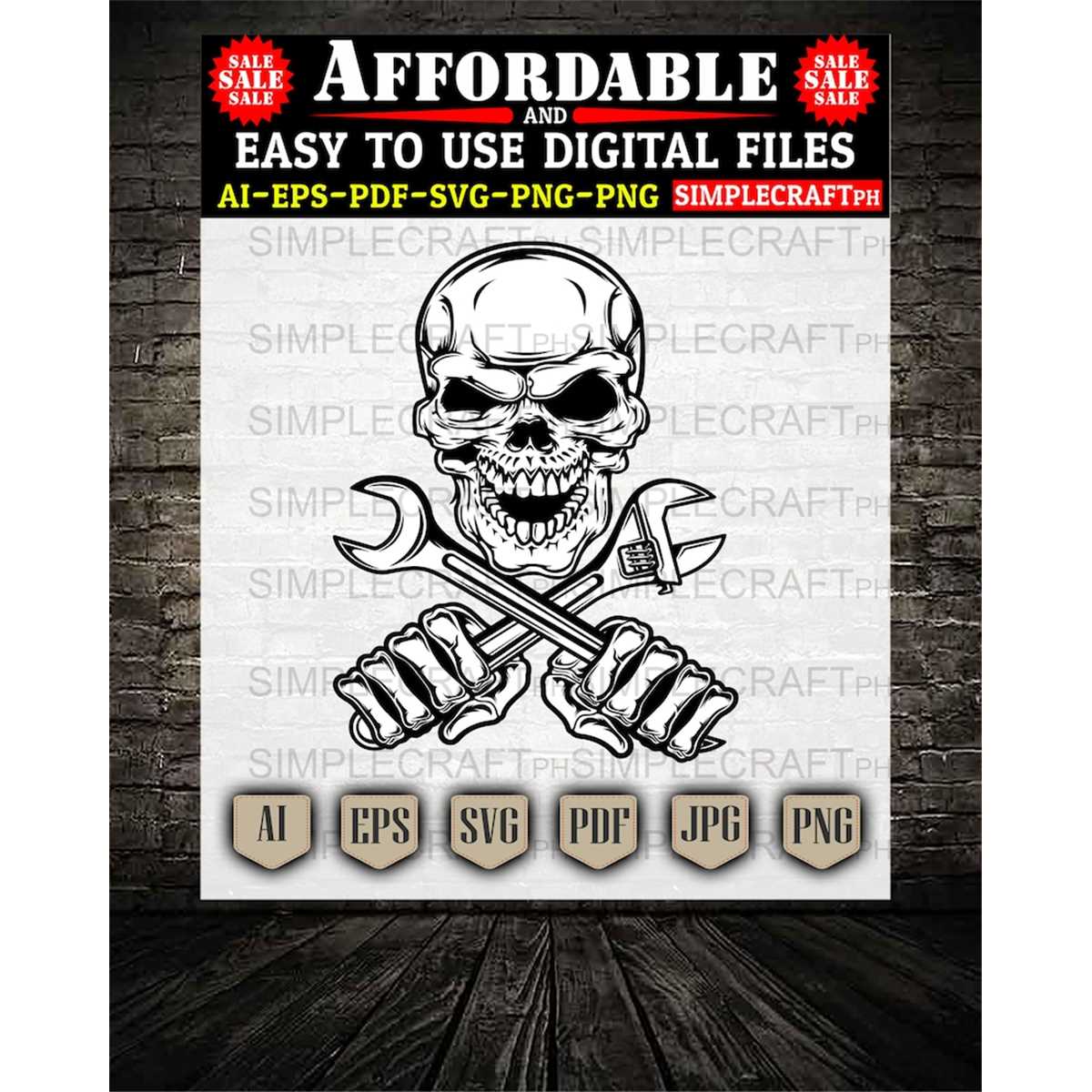 Skull Mechanic svg || Mechanic svg || Skull svg || Wrench sv | Inspire ...