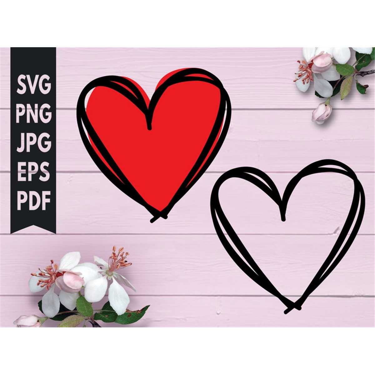 Doodle Heart svg png, hand drawn heart SVG PNG, Valentine Da | Inspire ...