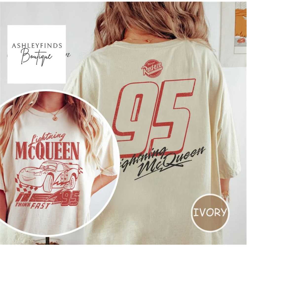 Retro Lightning McQueen Number Back Shirt, Disney Cars Shirt | Inspire ...