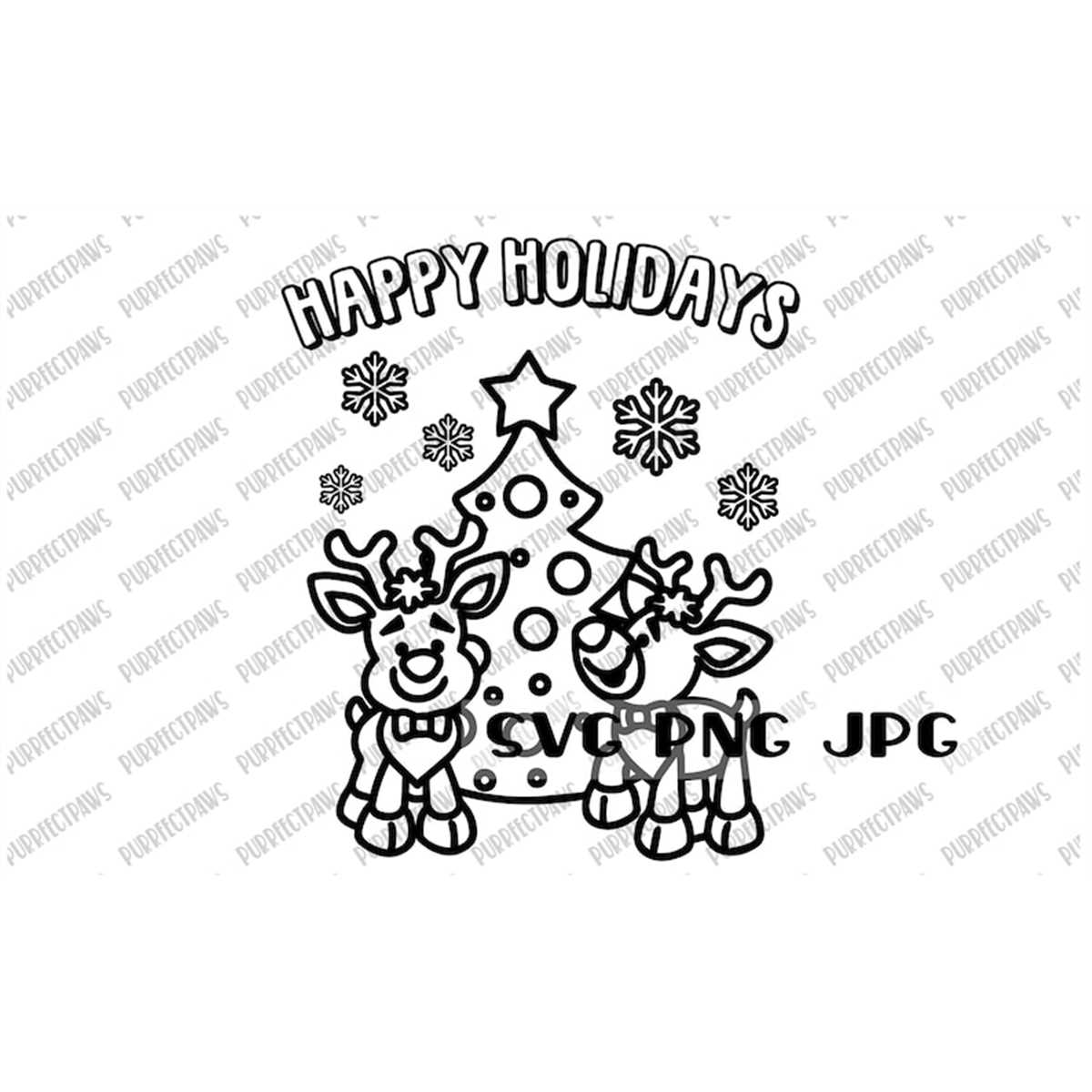 Happy Holidays Coloring SVG, Christmas SVG, Coloring Page, C | Inspire ...