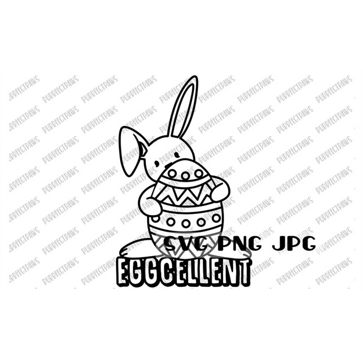 Eggcellent Easter Bunny Coloring SVG, Coloring Page, Digital | Inspire ...