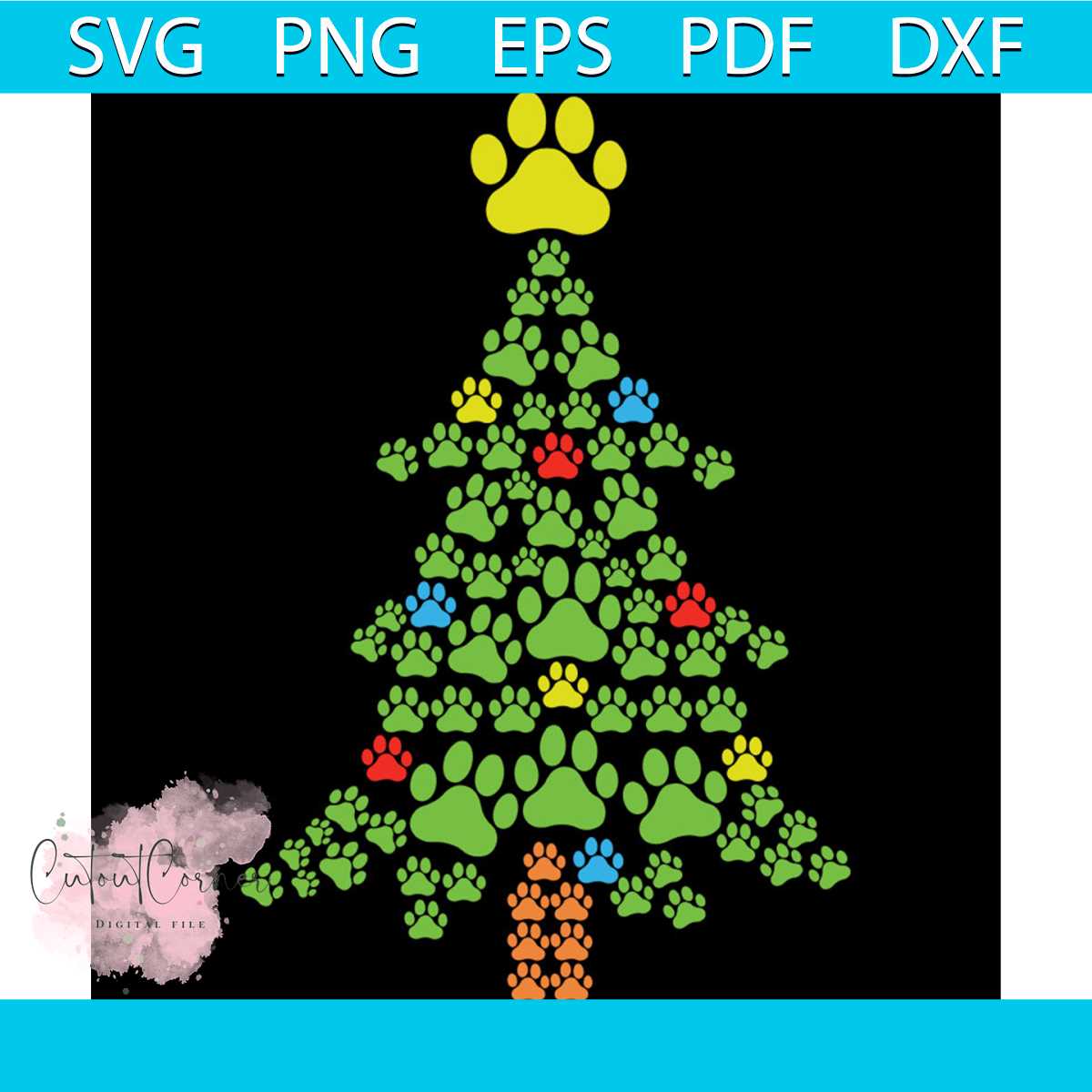 Christmas Dog Paw Tree Svg, Christmas Svg, Dog Paw Tree Svg | Inspire ...