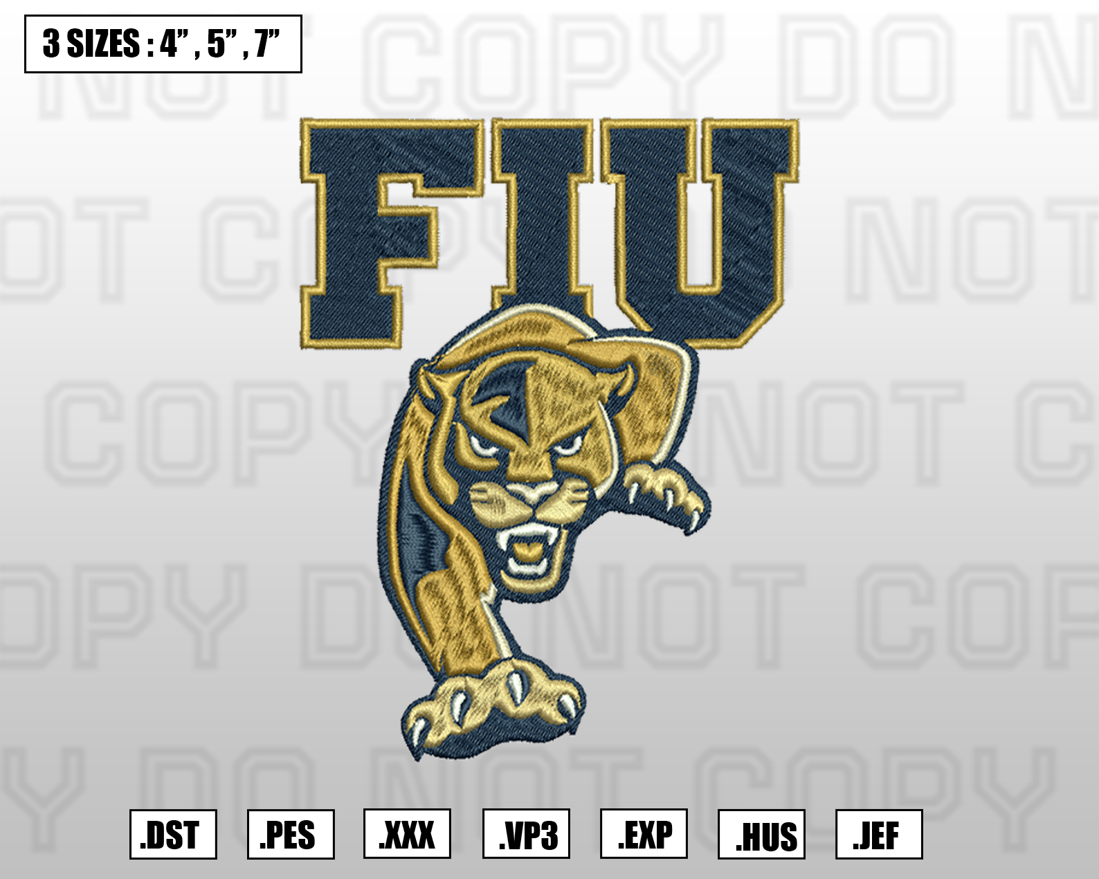 FIU Panthers Embroidery Designs, NCAA Logo Embroidery Files, - Inspire ...