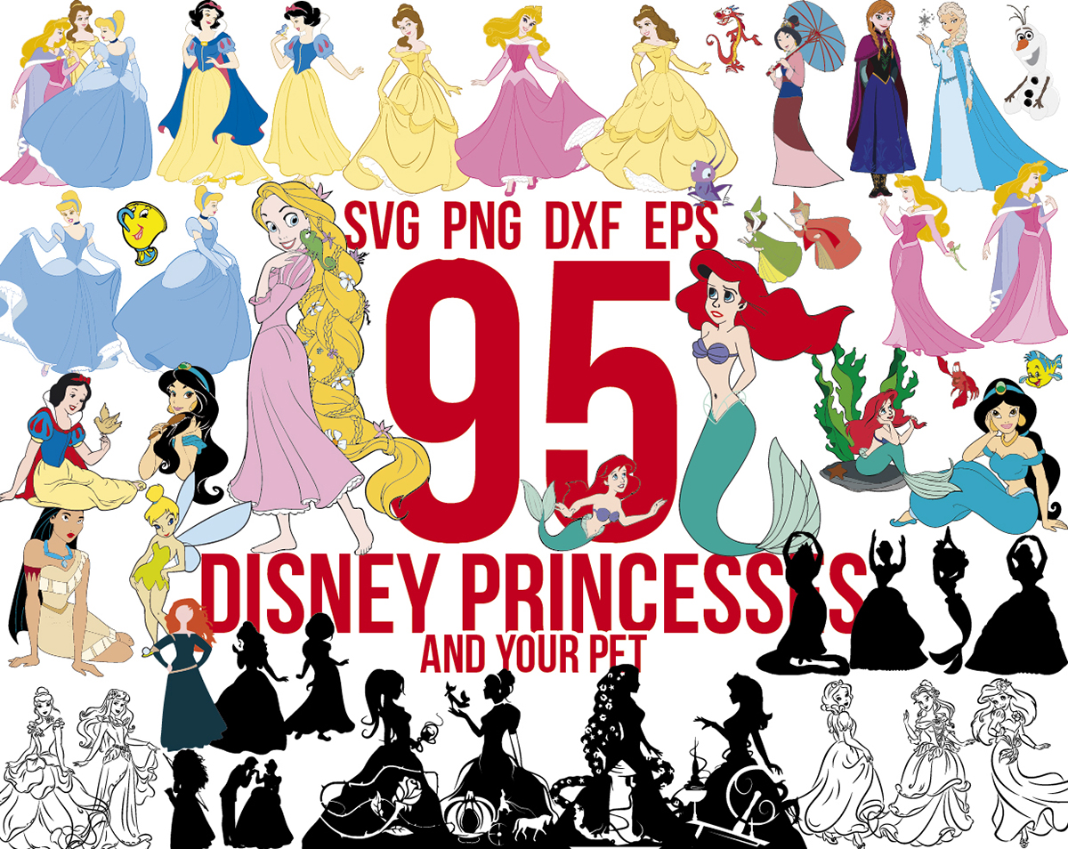 Princess SVG Bundle, Princess PNG SVG, Little Mermaid svg, S - Inspire ...