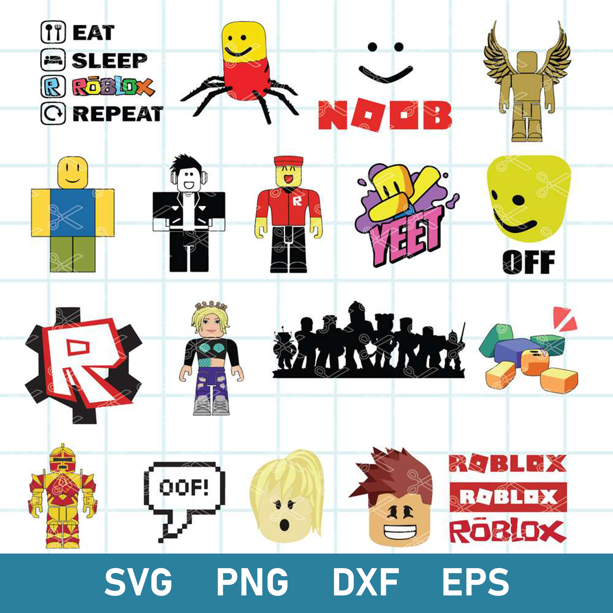 Bundle Roblox Mega Svg, Roblox Svg, Roblox Cartoon Svg, Png, - Inspire ...